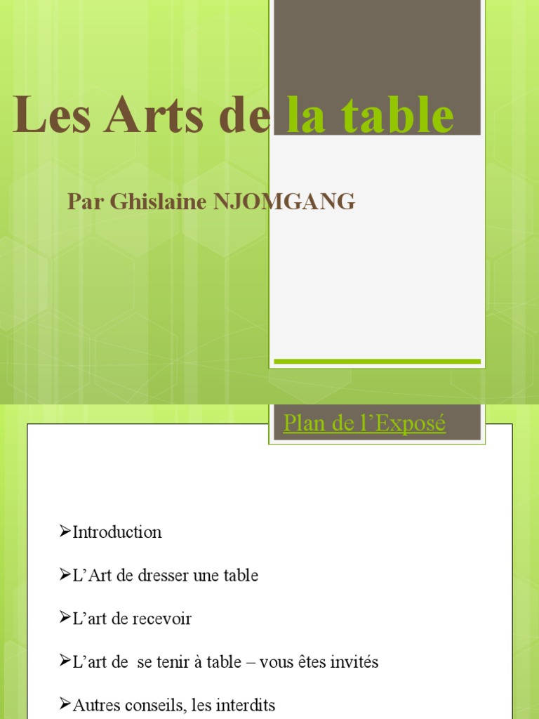 Exposé - Les Arts de La Table | PDF | Repas | Cuisine