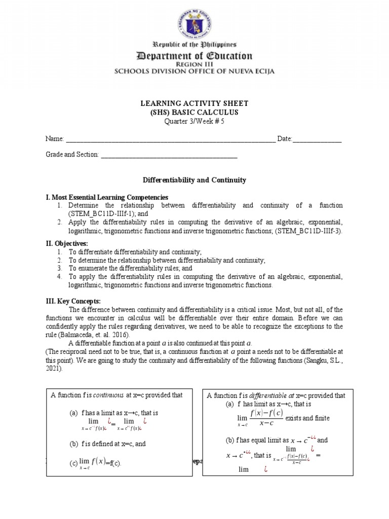 LAS BASIC CALCULUS WK5 Fo Stud | PDF | Trigonometric Functions | Derivative