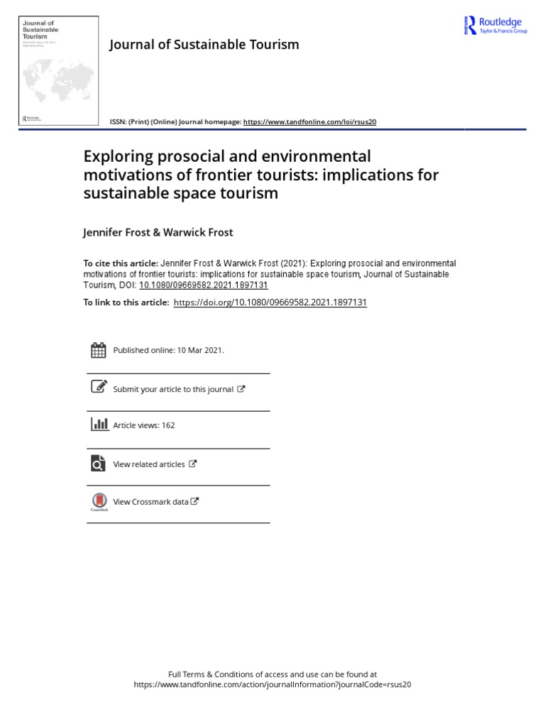 Exploring Prosocial and Environmental Motivations of Frontier Tourists ...