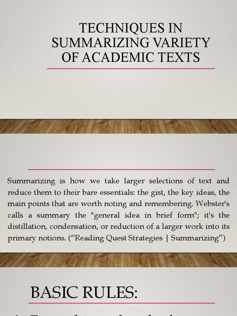 Techniques for Summarizing Academic Texts | PDF