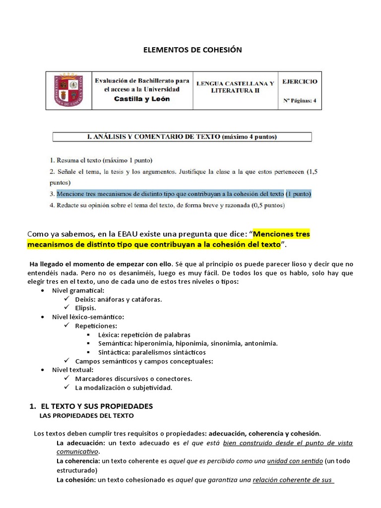 Teoría Elementos de Cohesión Corrección | PDF | Palabra | Lingüística