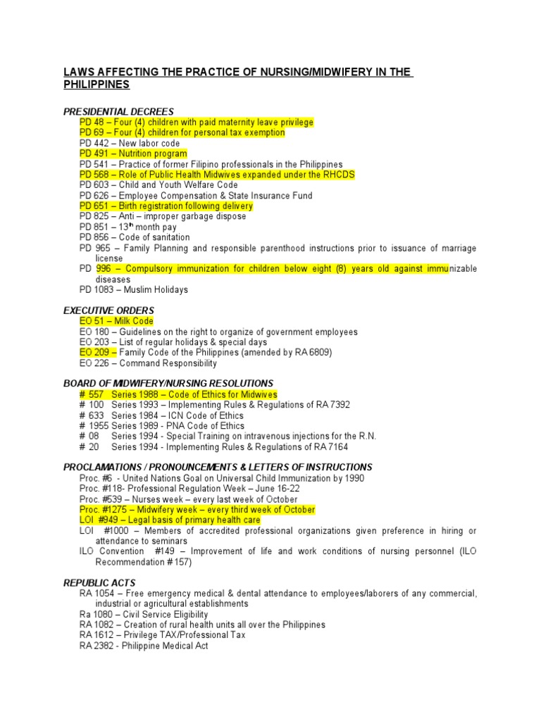 Laws Affecting The Practice of Midwifery | PDF | Midwife | Midwifery