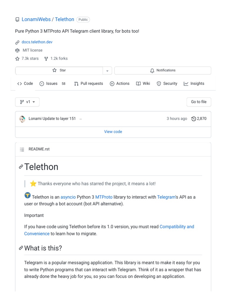 Github Lonamiwebs Telethon Pure Python 3 Mtproto Api Telegram Client Library For Bots Too