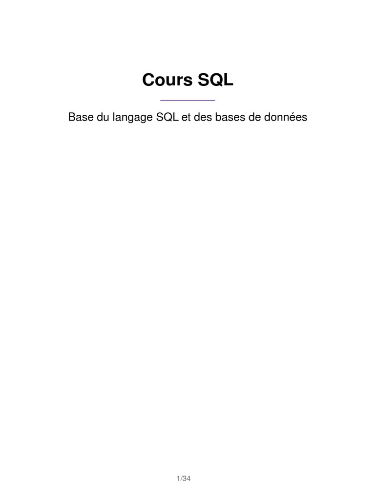 Cour SQL 1 | PDF | SQL | Bases de données