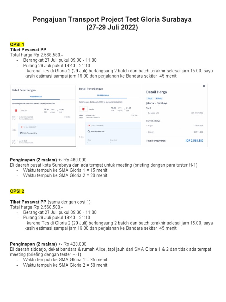Pengajuan Transport Project Test Surabaya | PDF