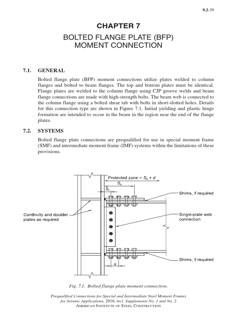 BFP Moment Connections for Seismic Frames | PDF | Screw | Beam (Structure)