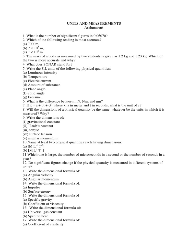 An In-Depth Exploration of Units, Measurements, Dimensions, and the ...