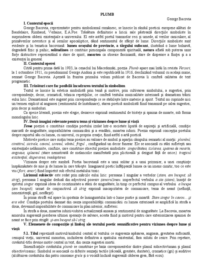 George Bacovia - Plumb | PDF