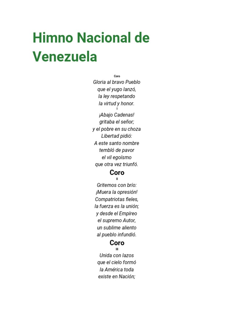 Himno Nacional de Venezuela | PDF