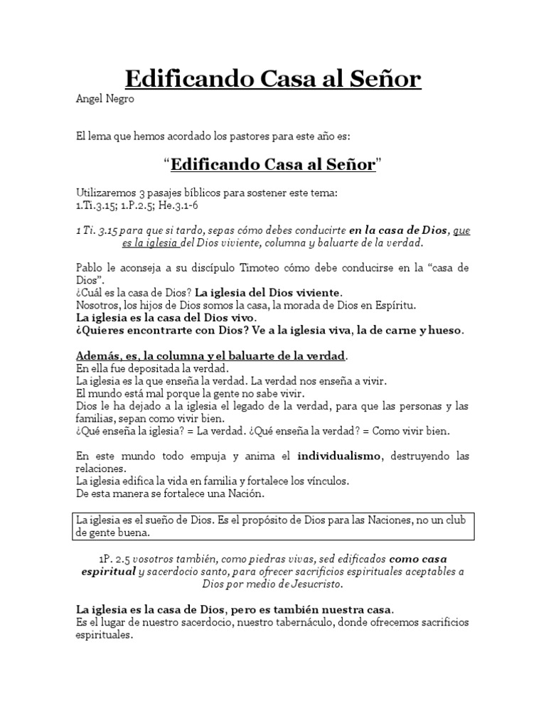 Edificando Casa al Señor Completo | PDF | Jesús | Cristo (título)