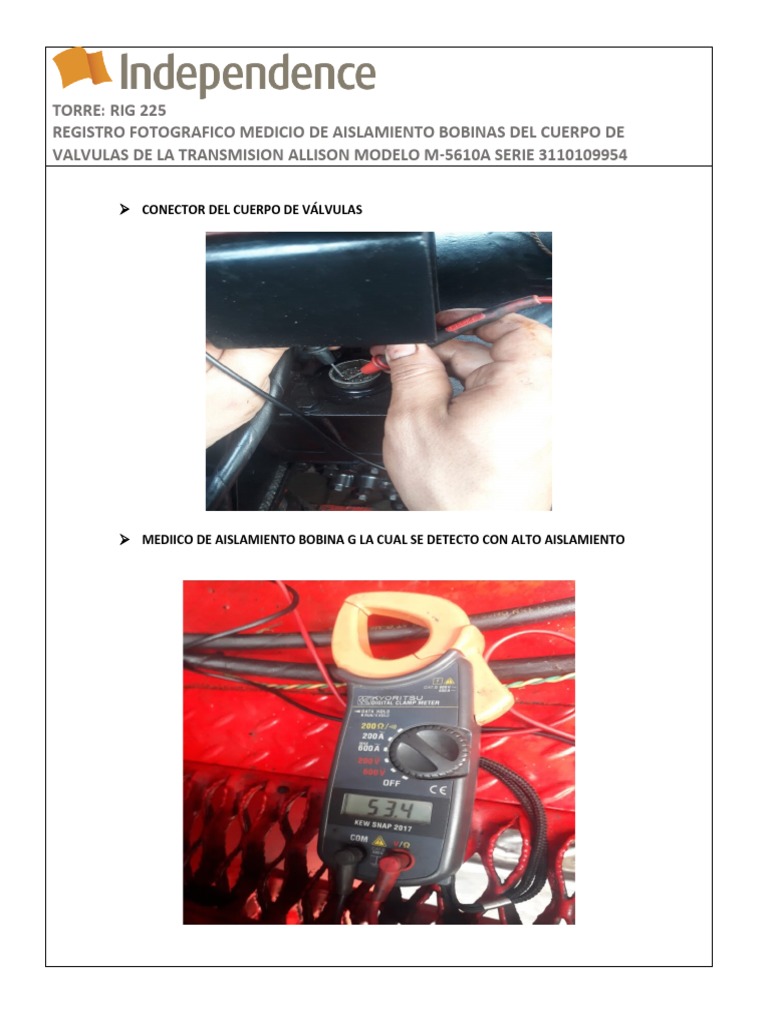 Medicion Cuerpo Selector de Valvulas Allison Rig-225 | PDF | Ciencia y ...