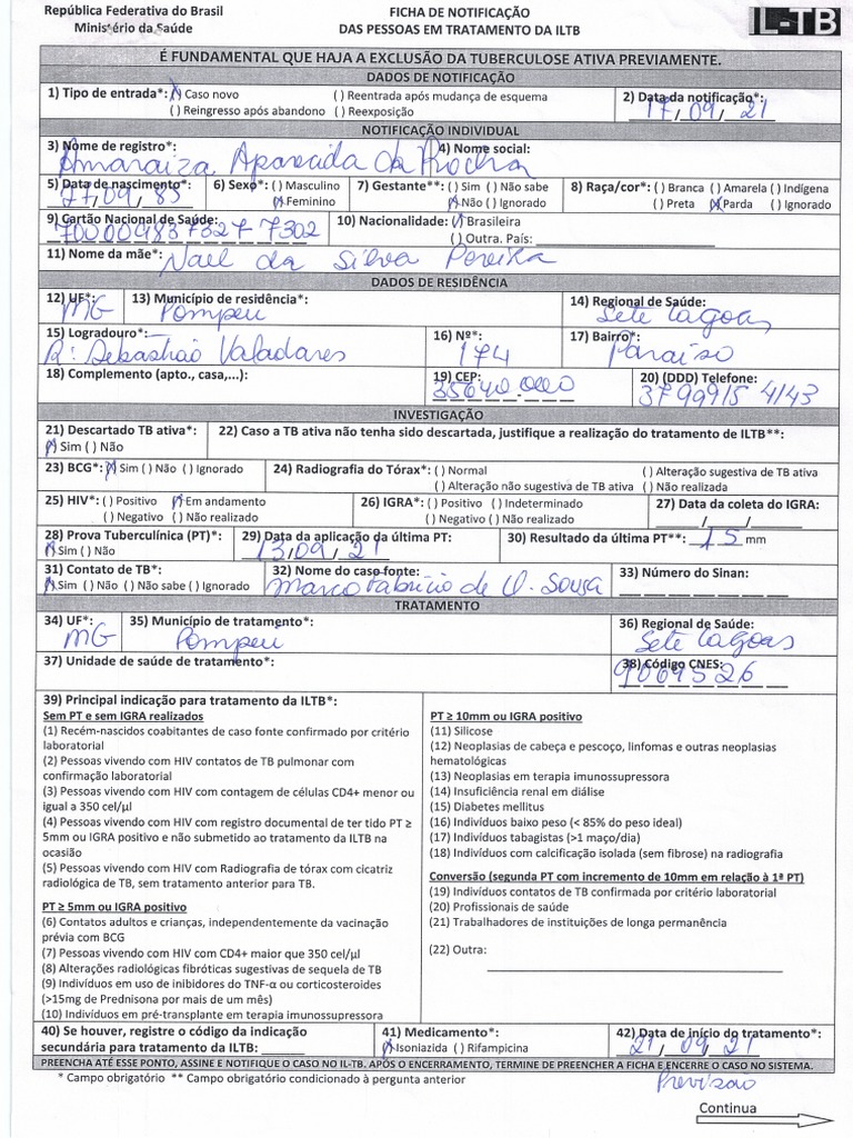 Ficha de Notificação ILTB | PDF