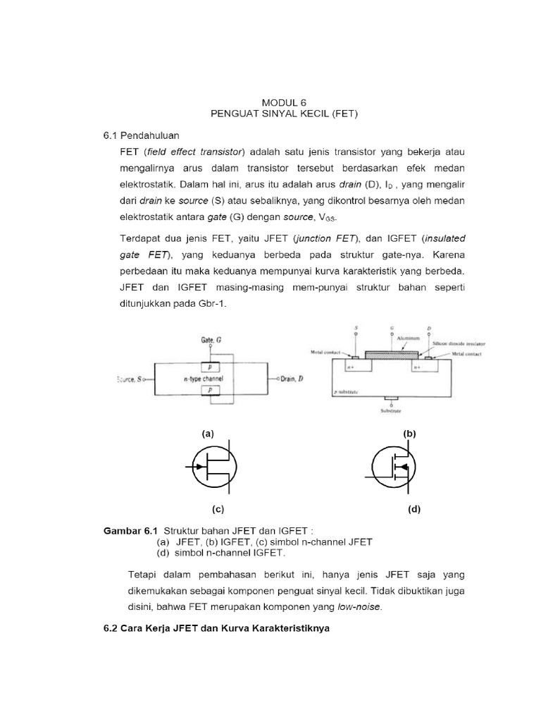 MODUL 6 PENGUAT SINYAL KECIL (FET) 6.1 Pendahuluan FET | PDF