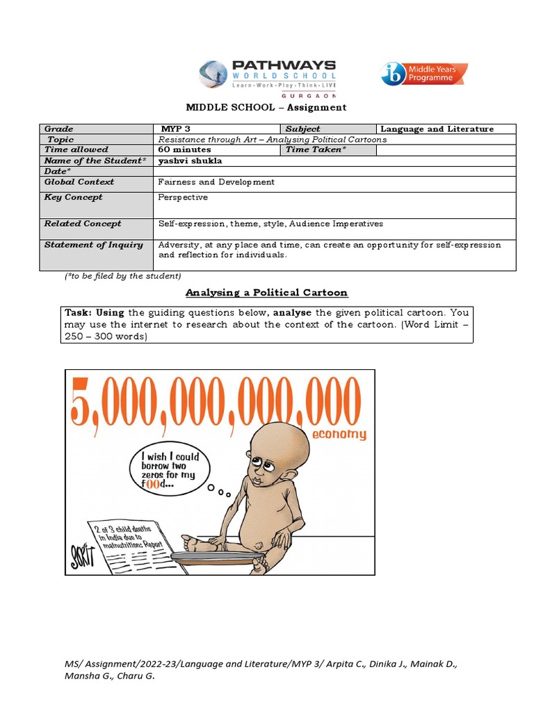 MYP 3 Political Cartoon Essay - Taksheet 07.docx | PDF | Cartoon | Essays
