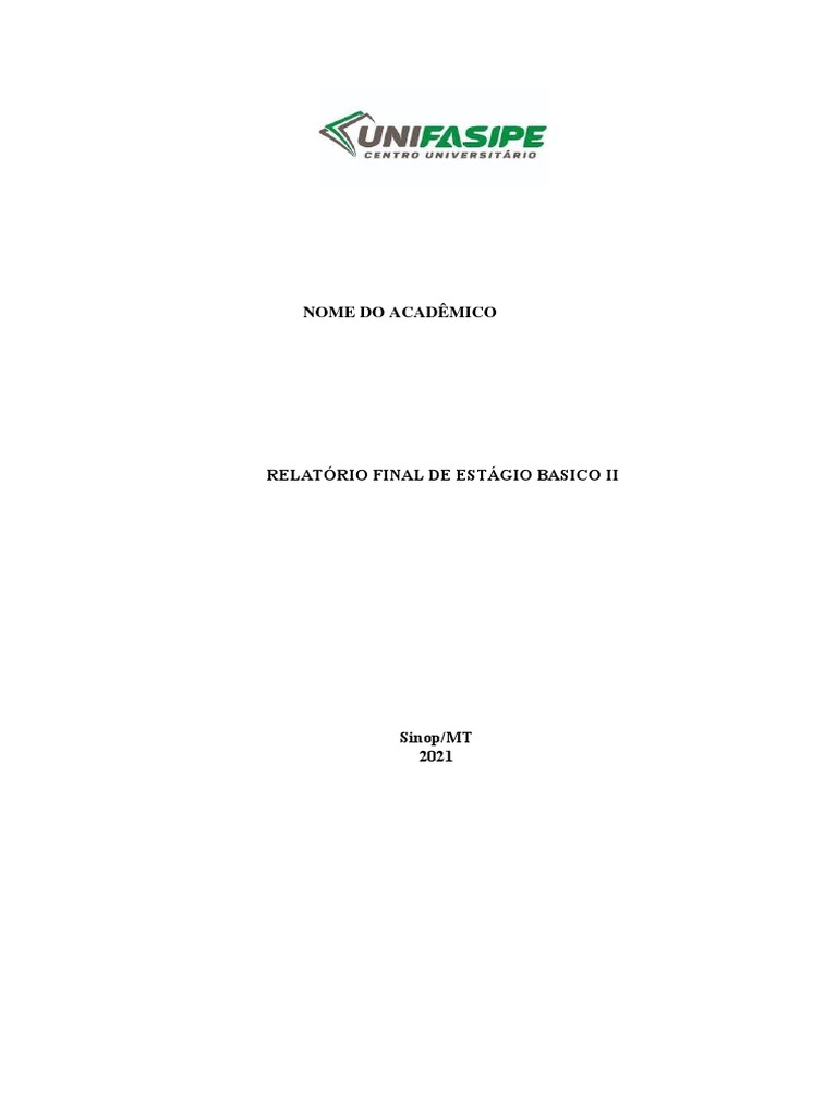 Relatório Final Estagio Basico I - Maria Eduarda Castilhos Kaiber | PDF ...