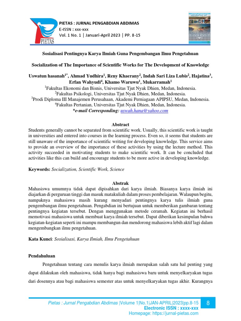 Sosialisasi Pentingnya Karya Ilmiah Guna Pengembangan Ilmu Pengetahuan | PDF | Karier & Perkembangan