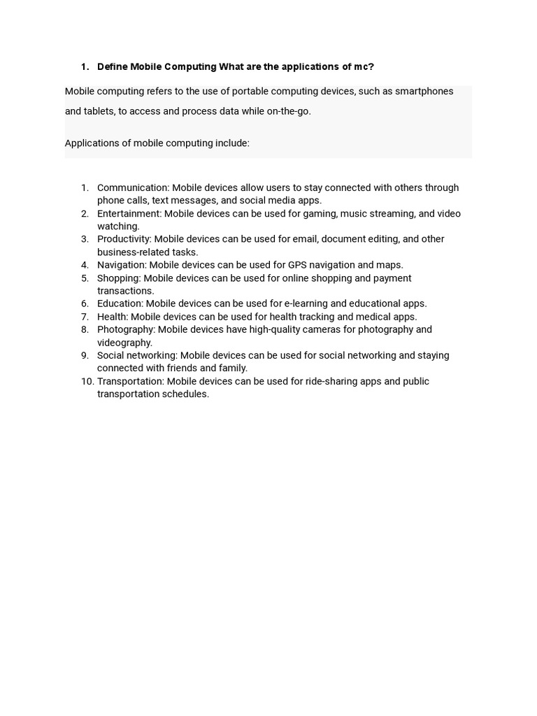 Define Mobile Computing What Are The Applications Of Mc Pdf Download Free Pdf