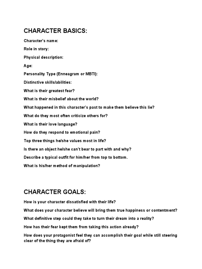 Character Profile New | PDF