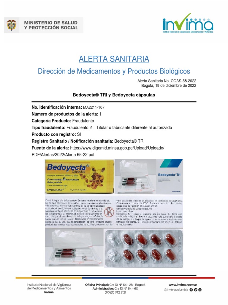 Alerta Sanitaria: Bedoyecta Fraudulenta | PDF | Relaciones personales ...