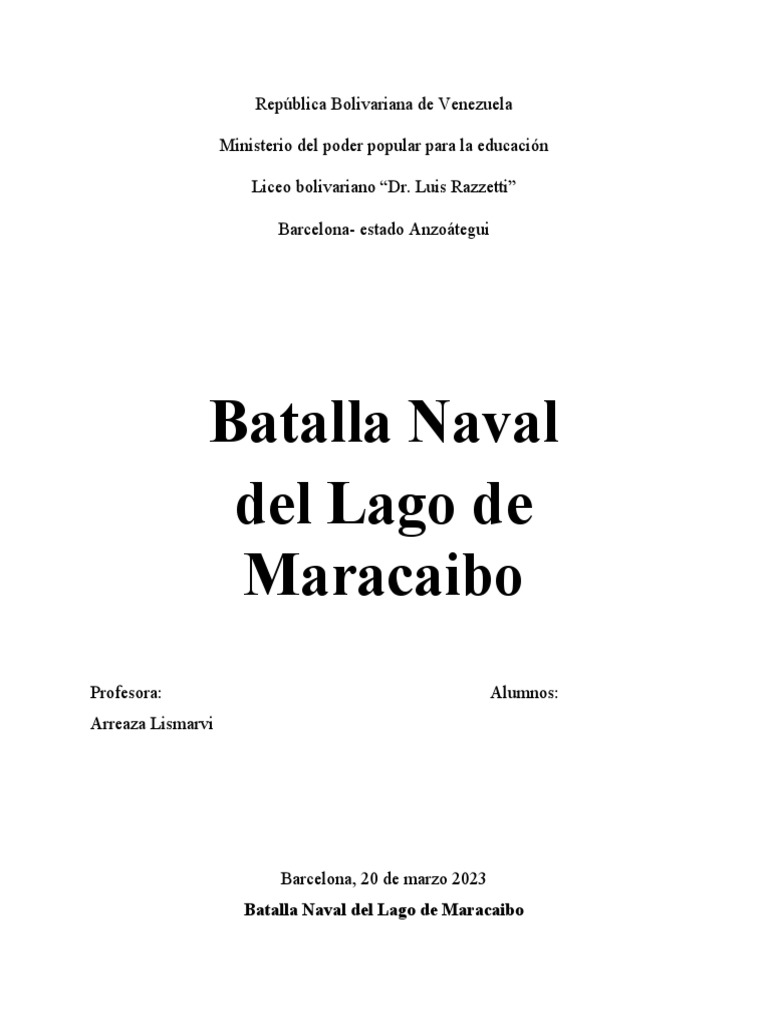 Batalla Naval Del Lago de Maracaibo | PDF | Venezuela | Conflictos del segundo milenio