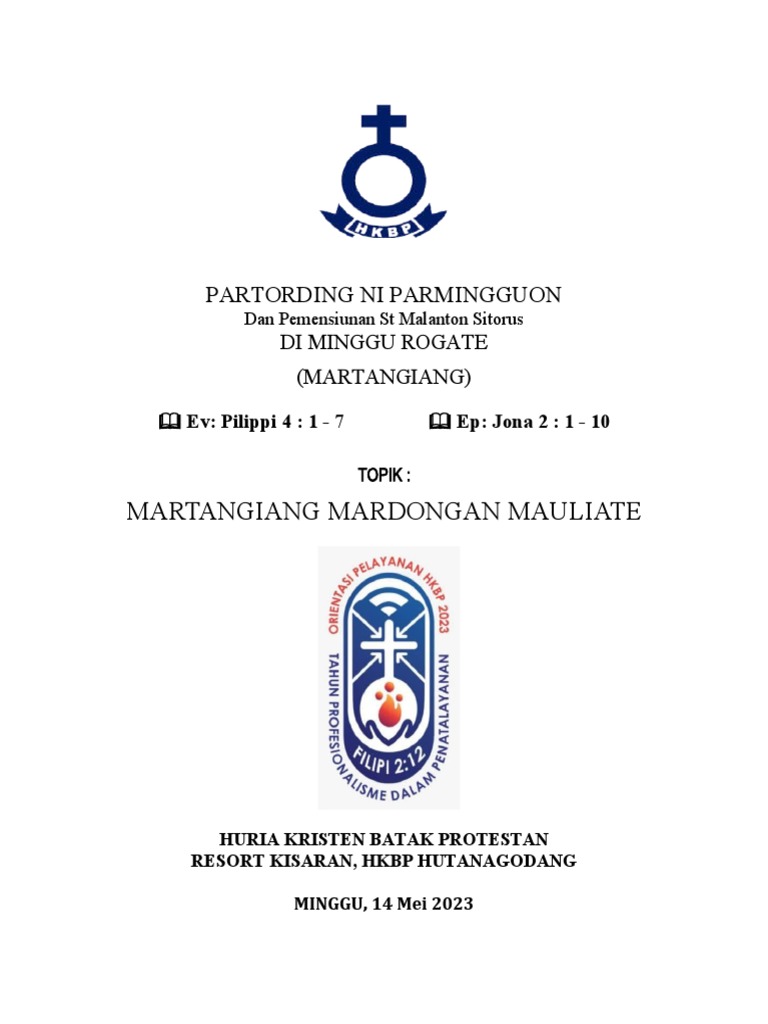Acara Minggu HKBP Hutanagodang 14 Mei | PDF | Agama & Spiritualitas