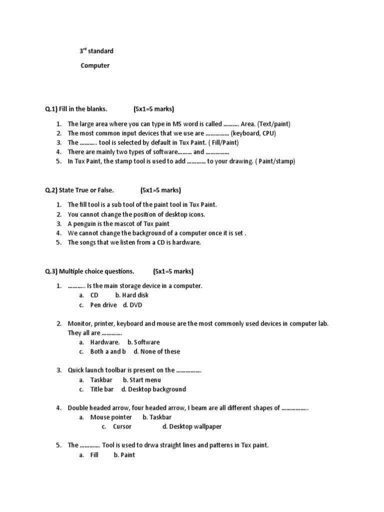 Std. 3rd Computer | PDF | Computing | Software