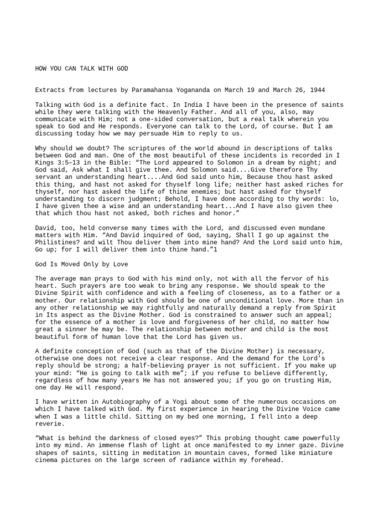 Communicating with God: Yogananda's Insights | PDF | God | Prayer