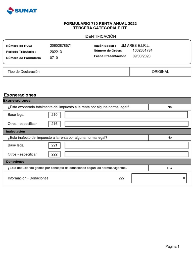 formulario renta anual sunat | PDF | Impuestos | Impuesto sobre la renta
