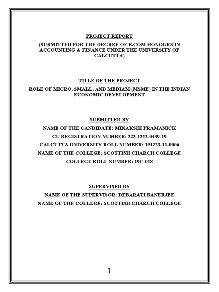 Final Submission of Project On Role of Msme in Indian Economy ...