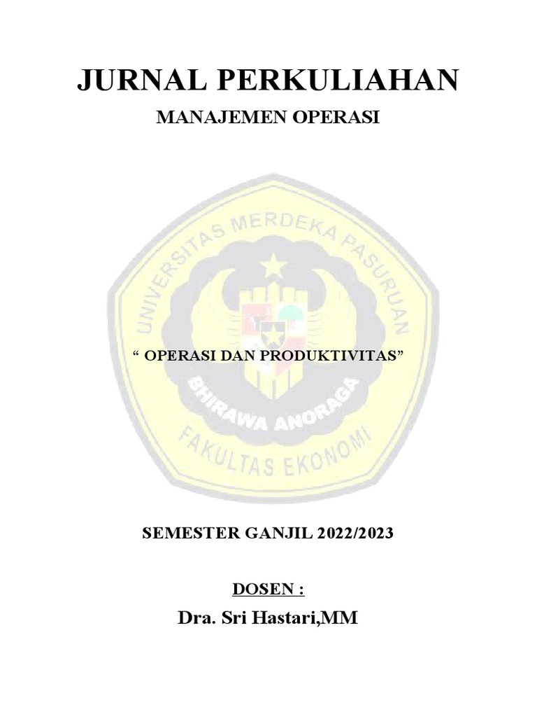 Jurnal Perkuliahan Operasi Dan Produktivitas | PDF