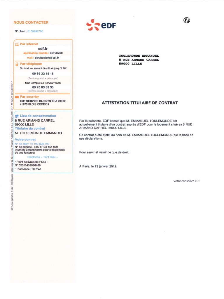 Justificatif EDF | PDF