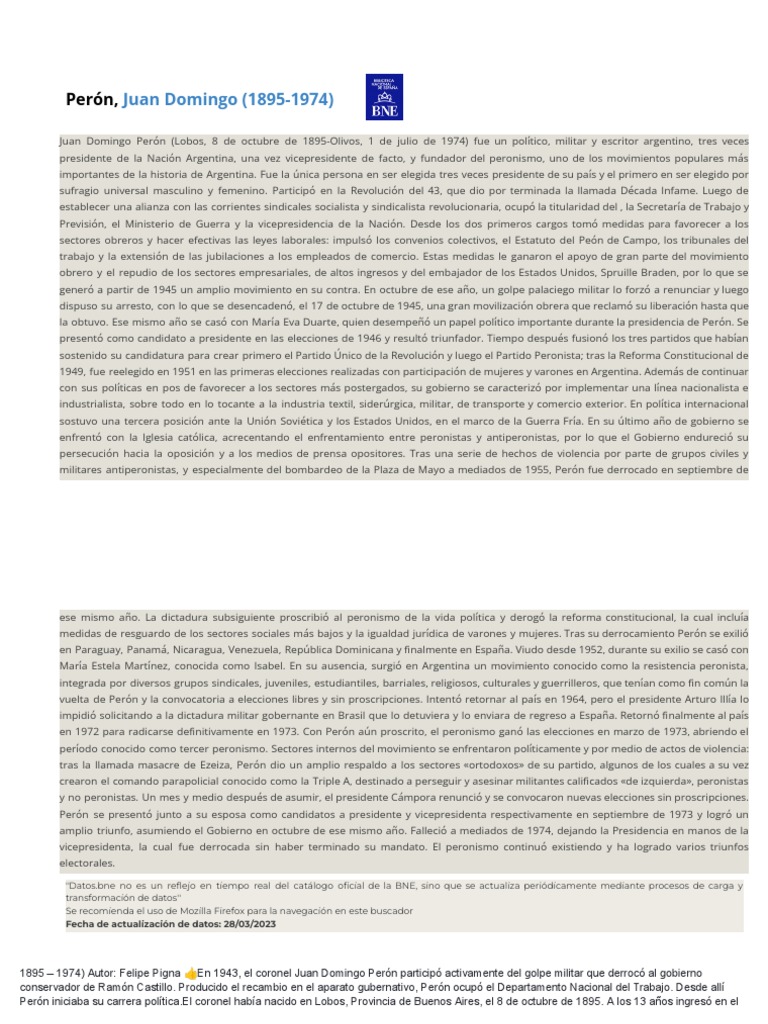 Biografia de Perón. | PDF | Argentina
