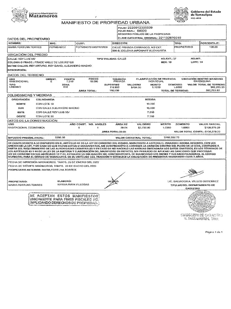 Escritura Maria Fortuna Torres | PDF