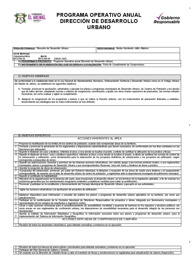 POA PROGRAMA OPERATIVO ANUAL | PDF | Planificación urbana | Planificación