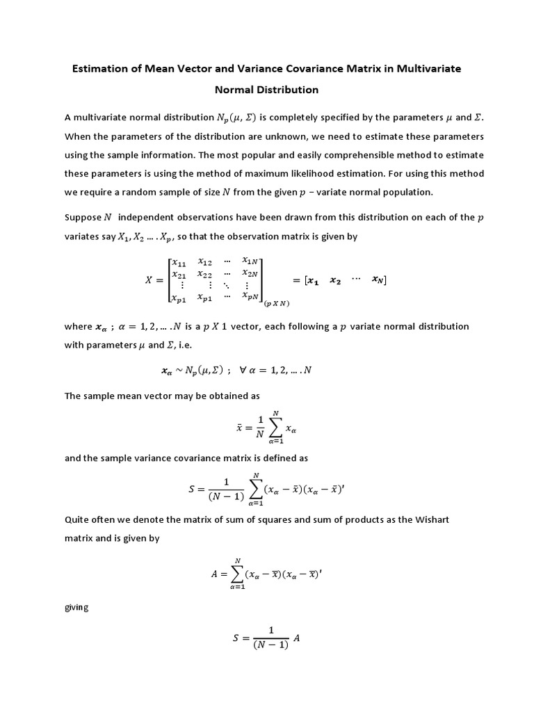 Estimating Mean and Covariance in MLE | PDF | Estimation Theory | Variance