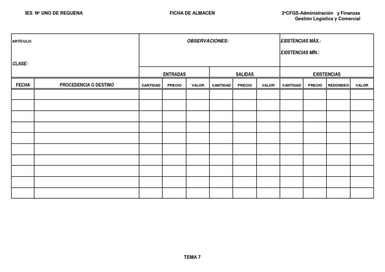 Ficha de Almacen PDF | PDF