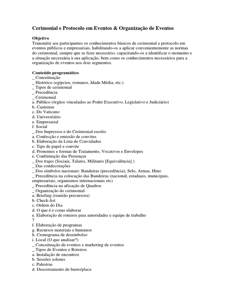 Cerimonial e Protocolo em Eventos and or | PDF | Palestra
