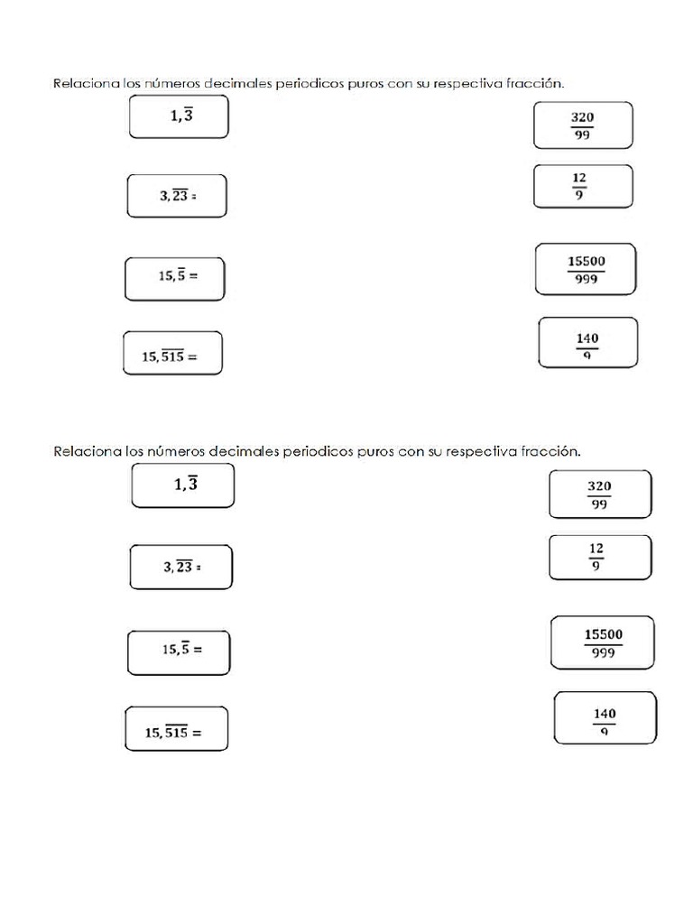 Decimal Periodico Puro A Fraccion | PDF
