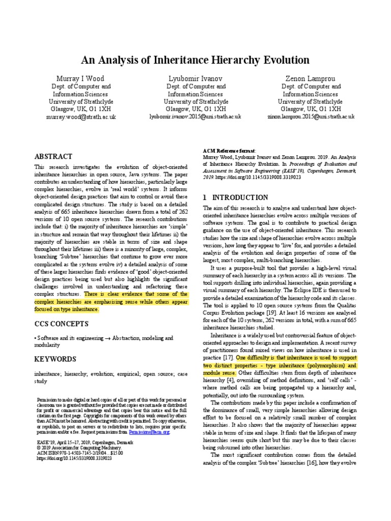 An Analysis of Inheritance Hierarchy Evolution | Download Free PDF ... An Analysis of Inheritance Hierarchy Evolution | Download Free PDF ...