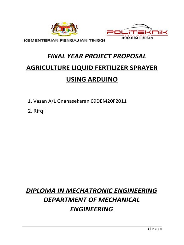 Final Year Project Proposal | PDF | Pump | Pesticide