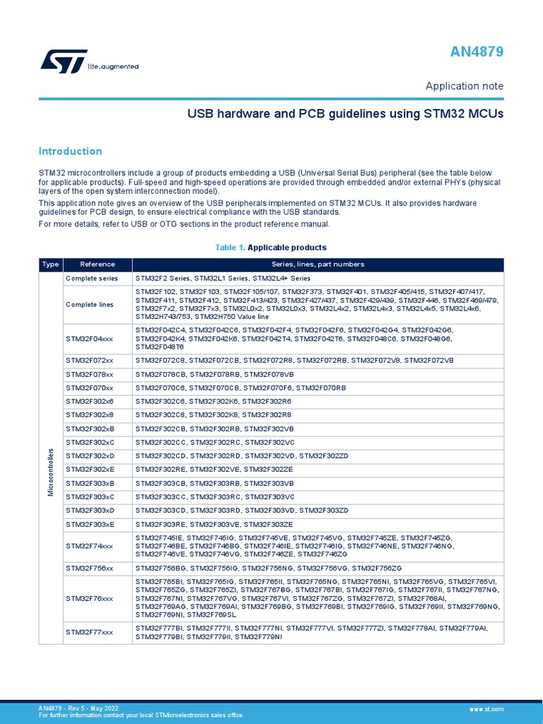 An4879 Usb Hardware and PCB Guidelines Using stm32 Mcus Stmicroelectronics | PDF | Usb | Power ...