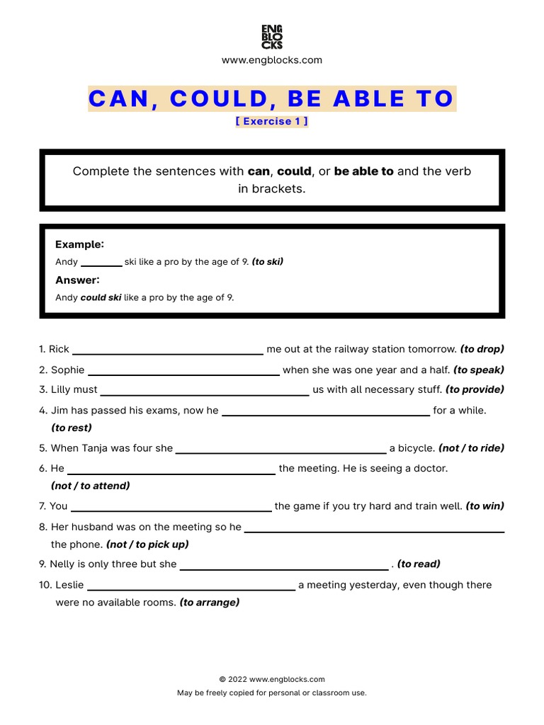 Can - Could - Will Be Able To 2 | PDF