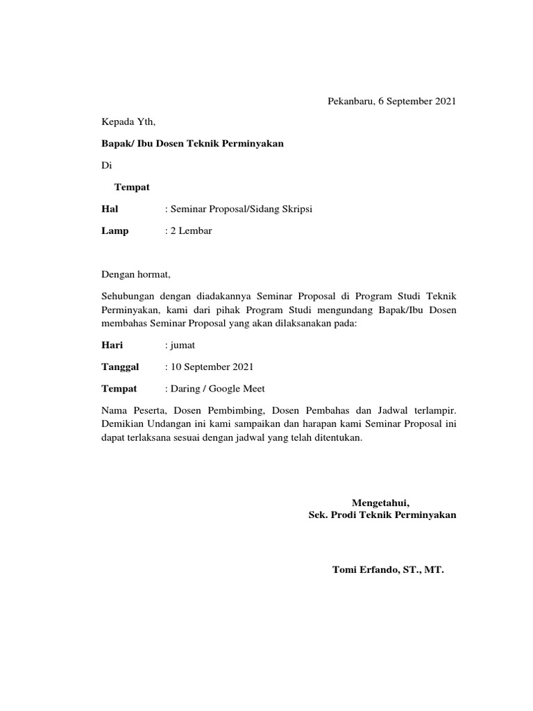 UNDANGAN SEMPRO Ilham Ramadhani PDF | PDF