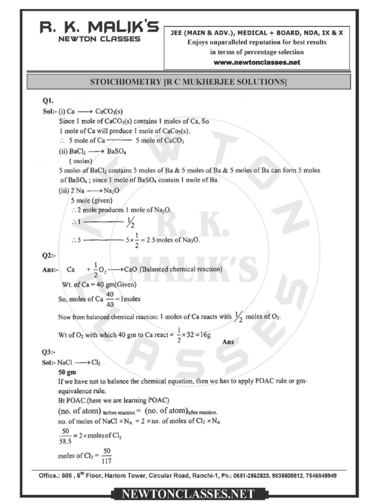 Chapter 2 - Stoichiometry | PDF
