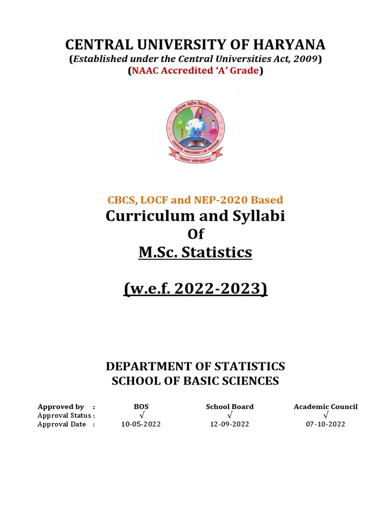 M.Sc. Statistics NEP Syllabus Wef 2022-23-1 | PDF | Sampling ...