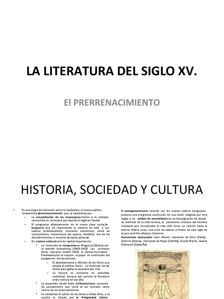La Literatura Del Siglo XV.: El Prerrenacimiento | PDF