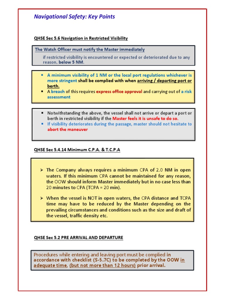 Navigational Safety Key Points | PDF