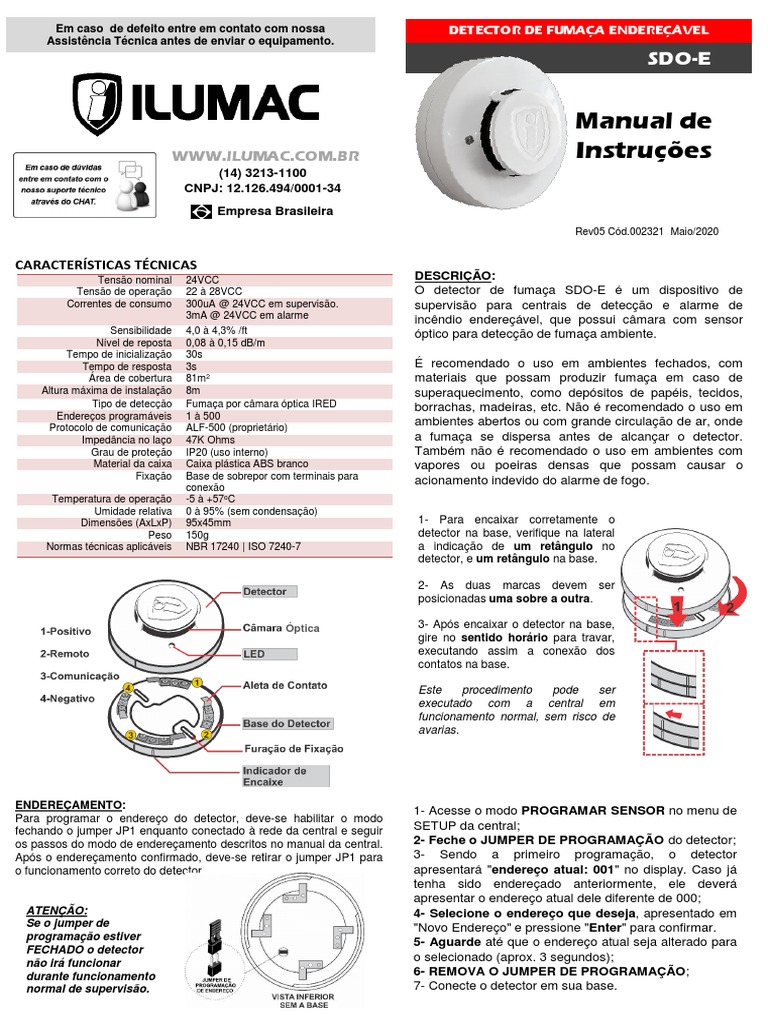 Manual do Detector de Fumaça SDO-E | PDF