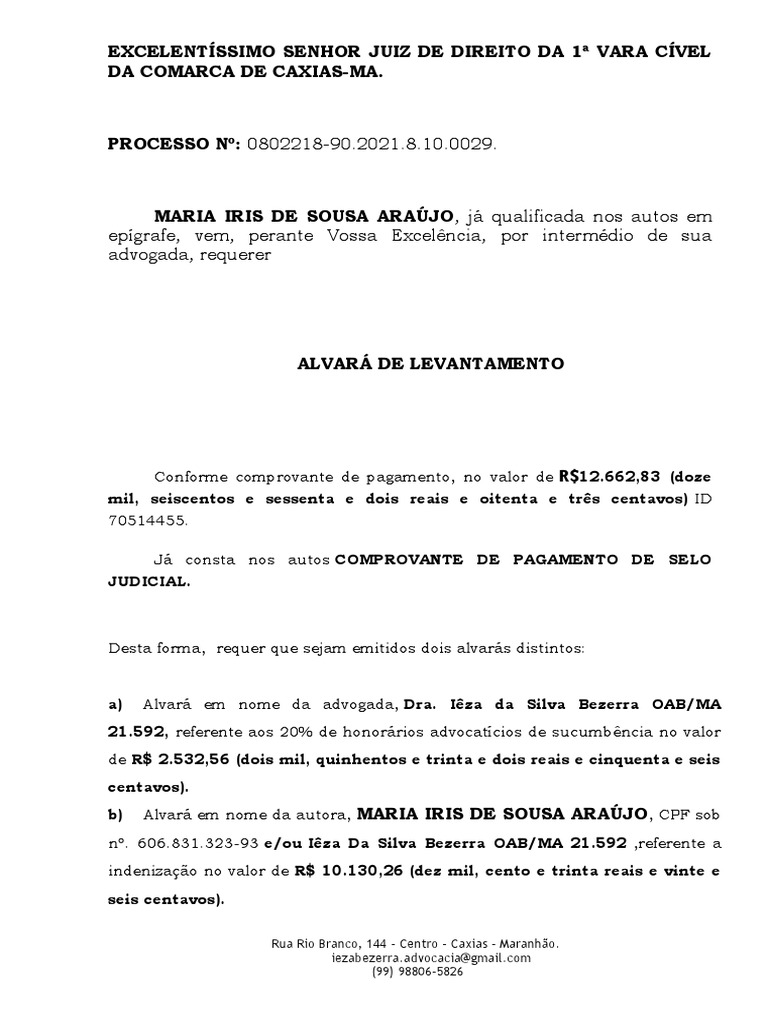 Pedido de Alvará | PDF