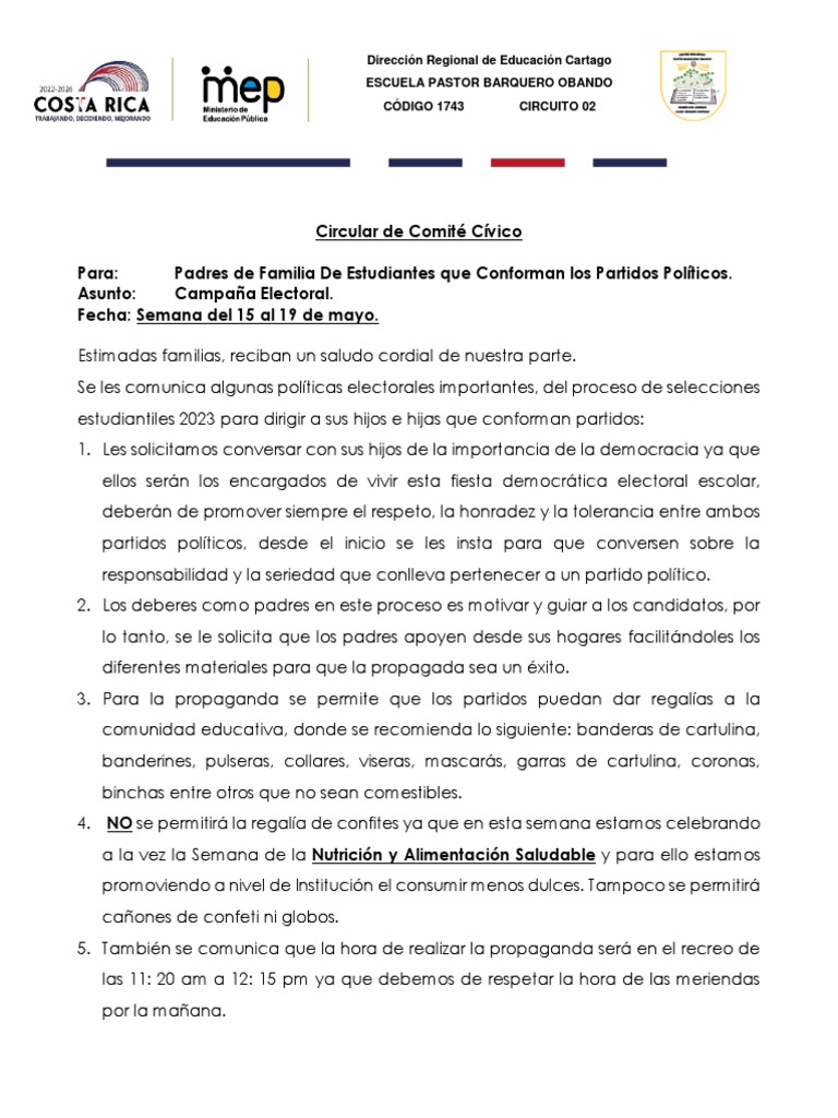 Nombres de Partidos Estudiantiles 2023 | PDF